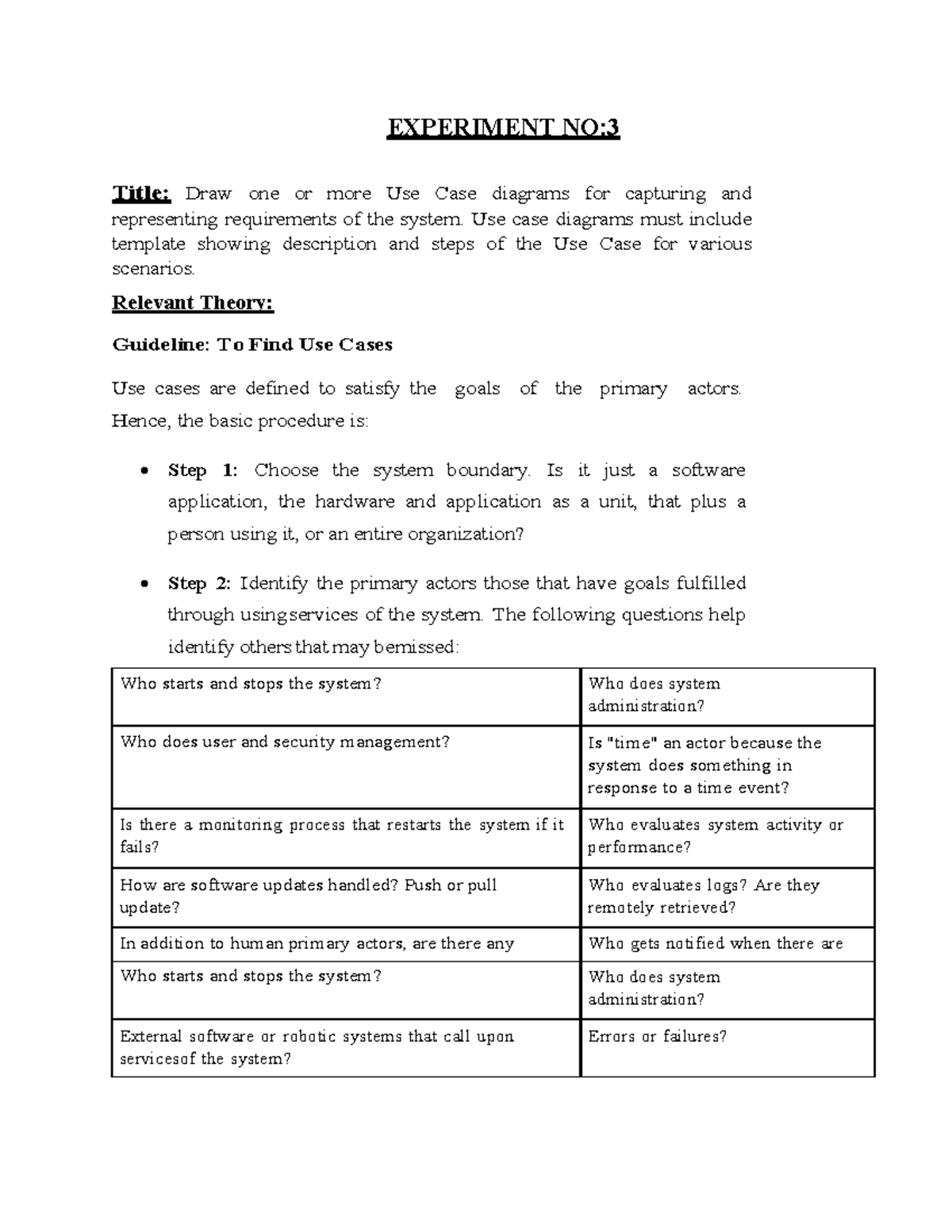 Oomd3 - practical - EXPERIMENT NO: Title: Draw one or more Use Case diagrams for capturing and ...