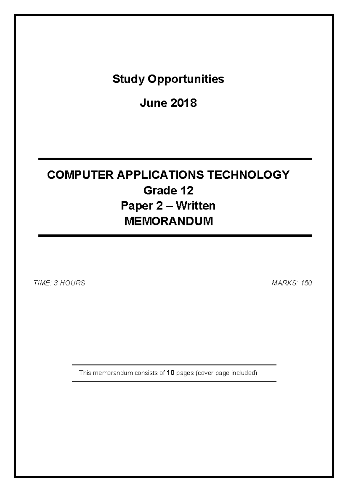 CAT Gr12 Theory June2018 MEMO - Study Opportunities June 2018 COMPUTER ...