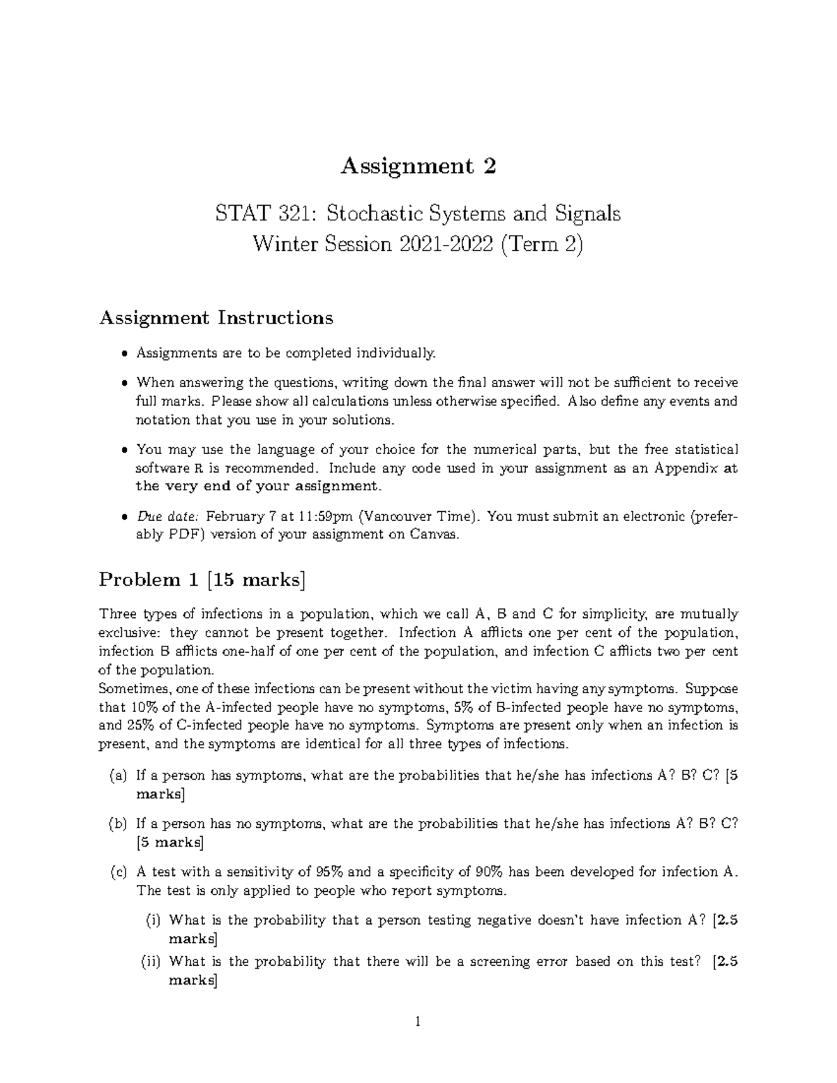 Assignment 2-1 - UBC STAT 321 - Assignment 2 STAT 321: Stochastic ...