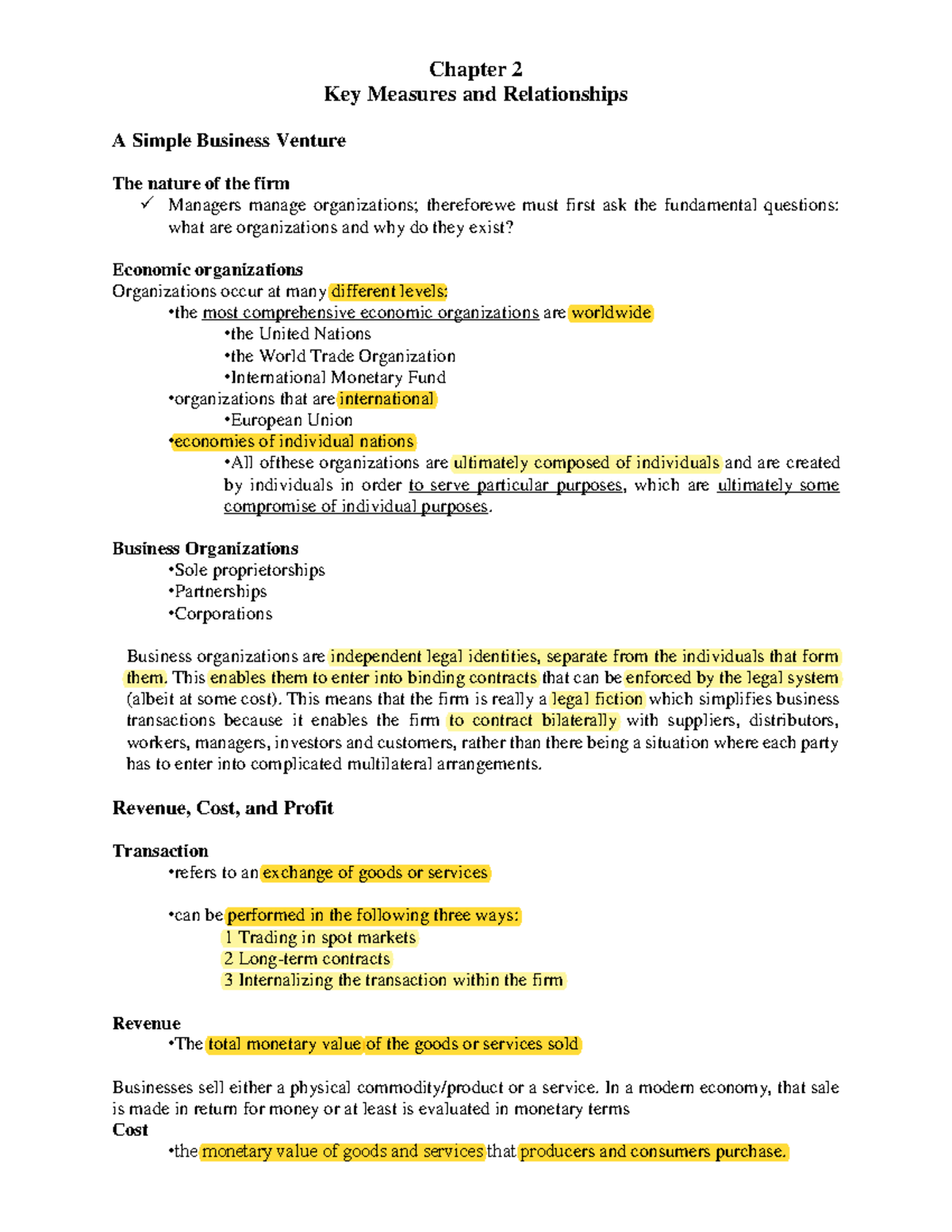 02-Chapter 2 of managerial econimics - Chapter 2 Key Measures and ...