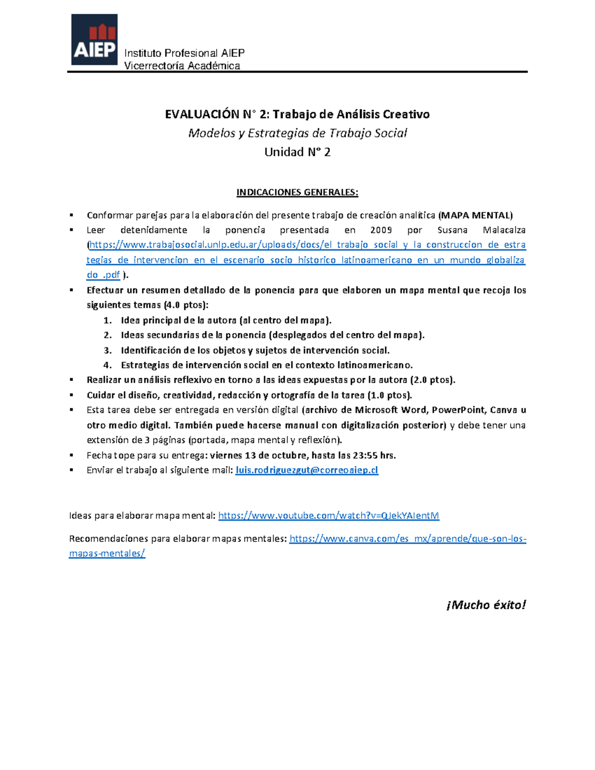Evaluacion DE Pares - Unidad 2 - Instituto Profesional AIEP Vicerrectoría Académica EVALUACIÓN N ...