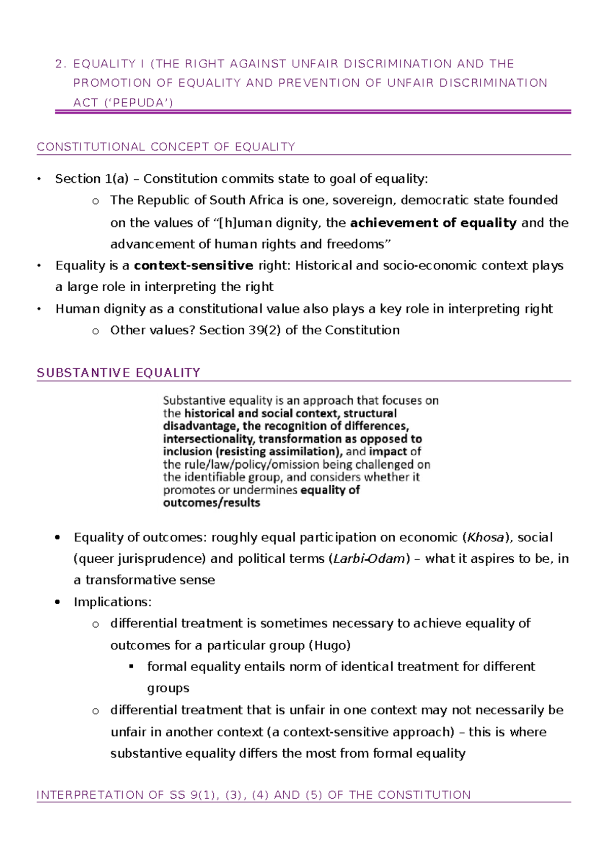 2. Equality I - Con Law 312 - EQUALITY I (THE RIGHT AGAINST UNFAIR ...