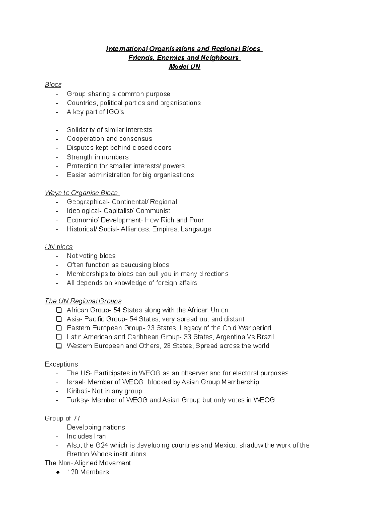 Model UN- Bloc - Dr Simon Obendorf and Claire Randelson - International ...
