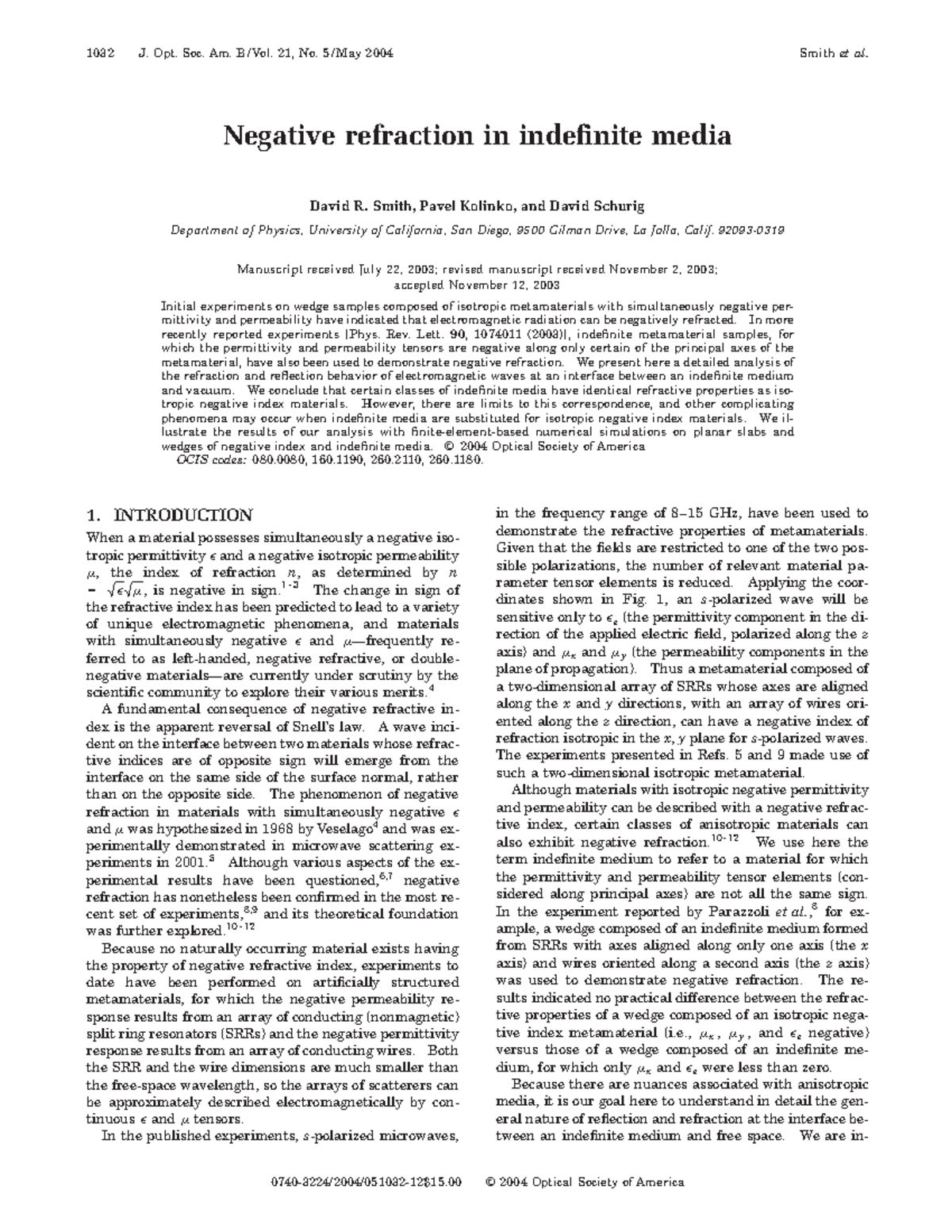 10.1364- Josab - saa - Negative refraction in indefinite media David R ...