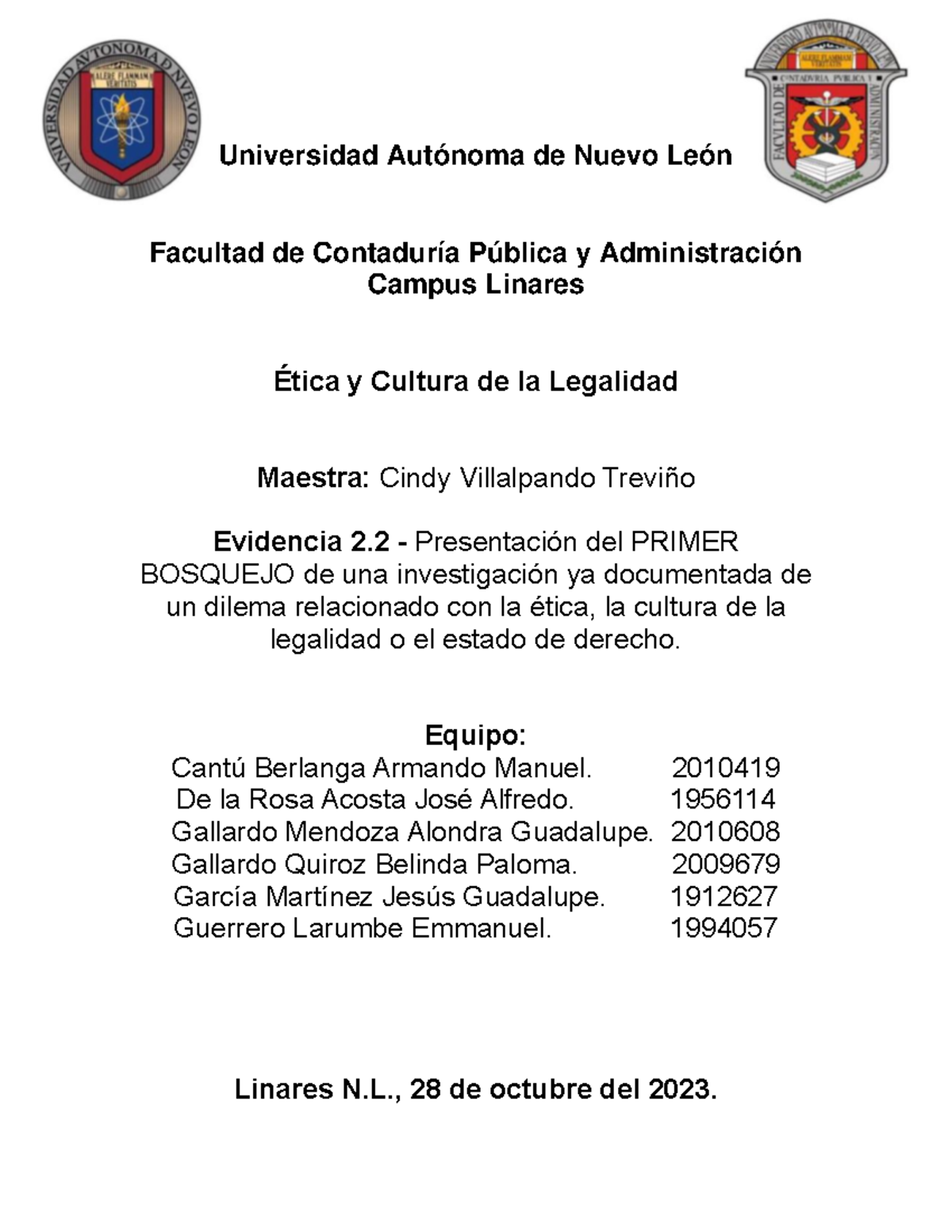 Gallardoquiroz EV2 - Ev 2.2 - Universidad Autónoma de Nuevo León Facultad de Contaduría Pública ...