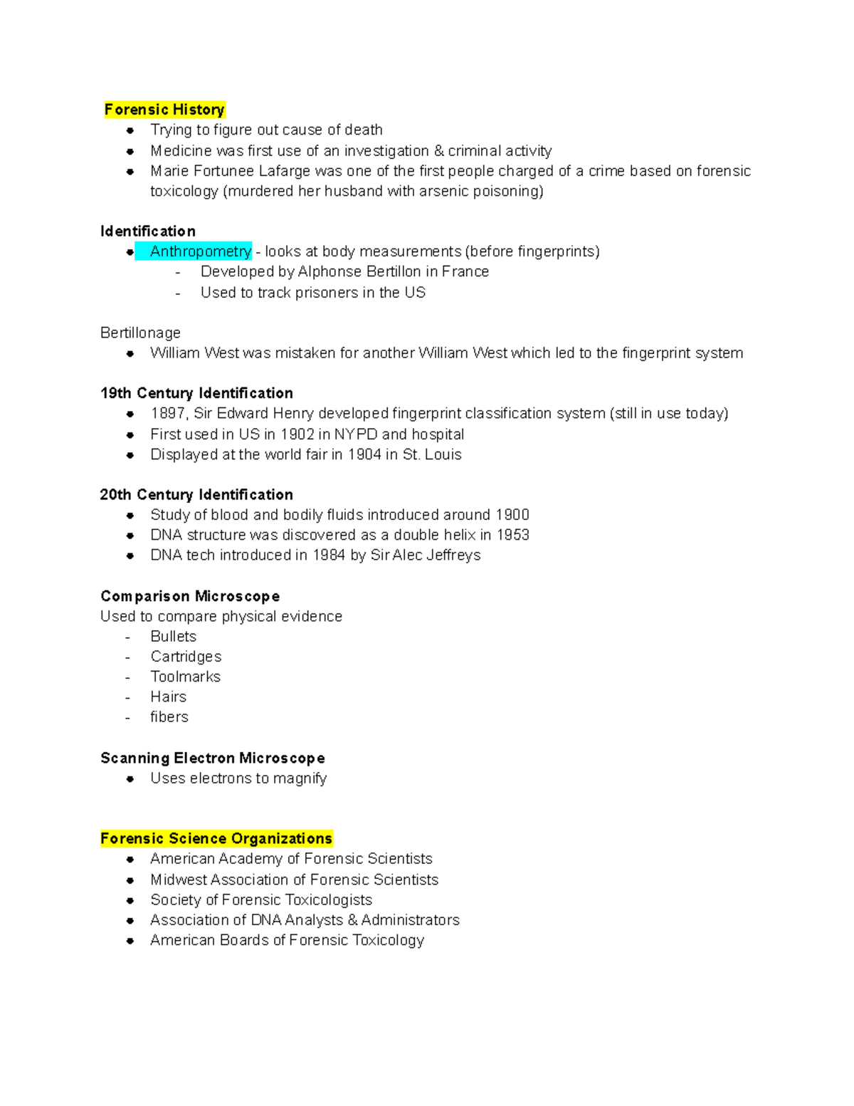 History of Forensic Science - Forensic History Trying to figure out ...