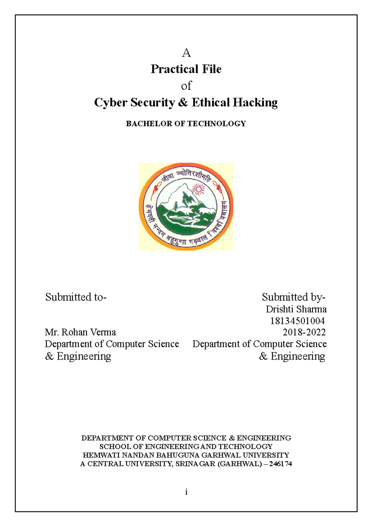 Lab File - Case Studies in Cyber Security and Ethical Hacking - A ...