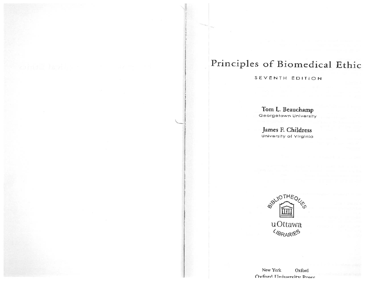 Beauchamp & Childress. Moral Character - Principles of Biomedical Ethi ...