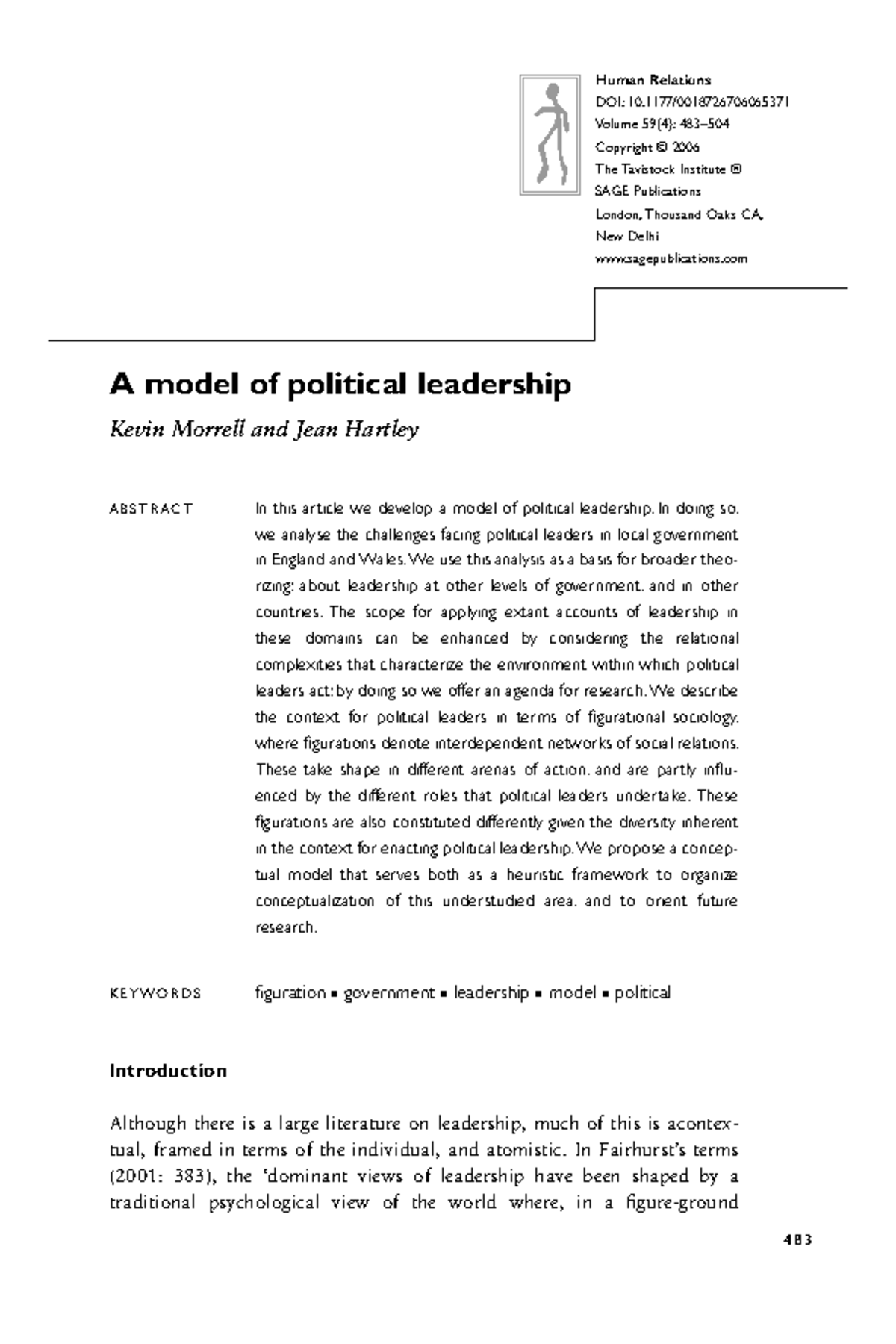 2006 Morrell Hum Relns Political Leadership - A model of political ...