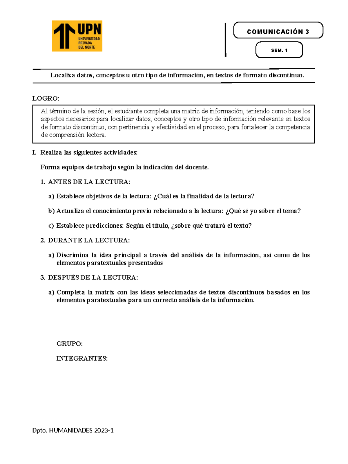 GUÍA S1 TL 2023-1 - FDGHJK - Al término de la sesión, el estudiante ...