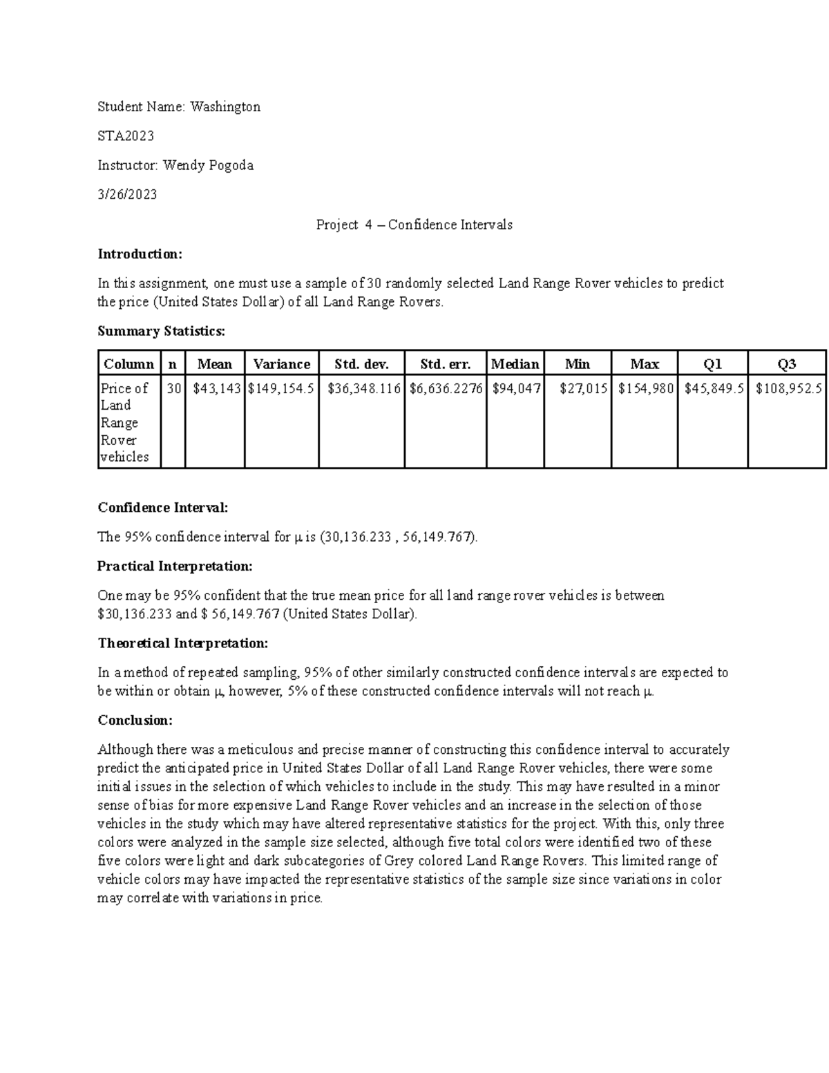Project Example - Part 4 - Confidence Intervals - Student Name ...