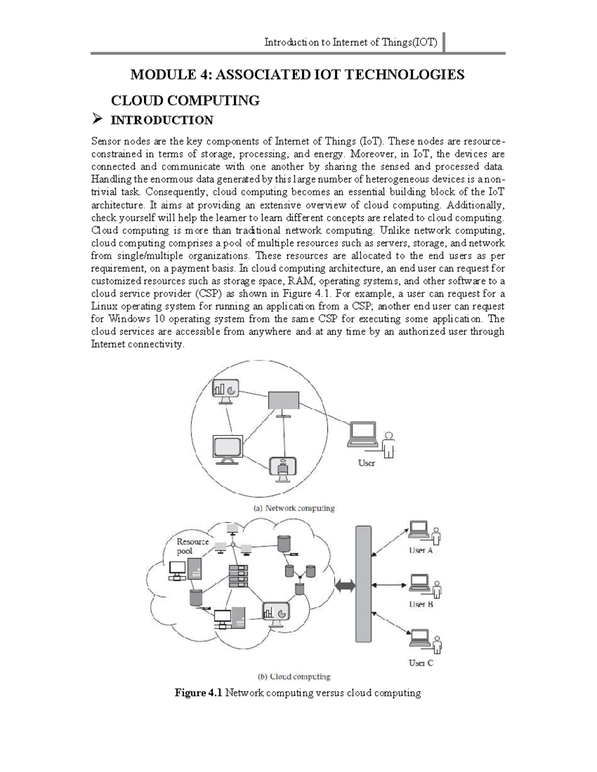 Module 4 - BTECK MODULE 4: ASSOCIATED IOT TECHNOLOGIES CLOUD COMPUTING INTRODUCTION Sensor nodes ...
