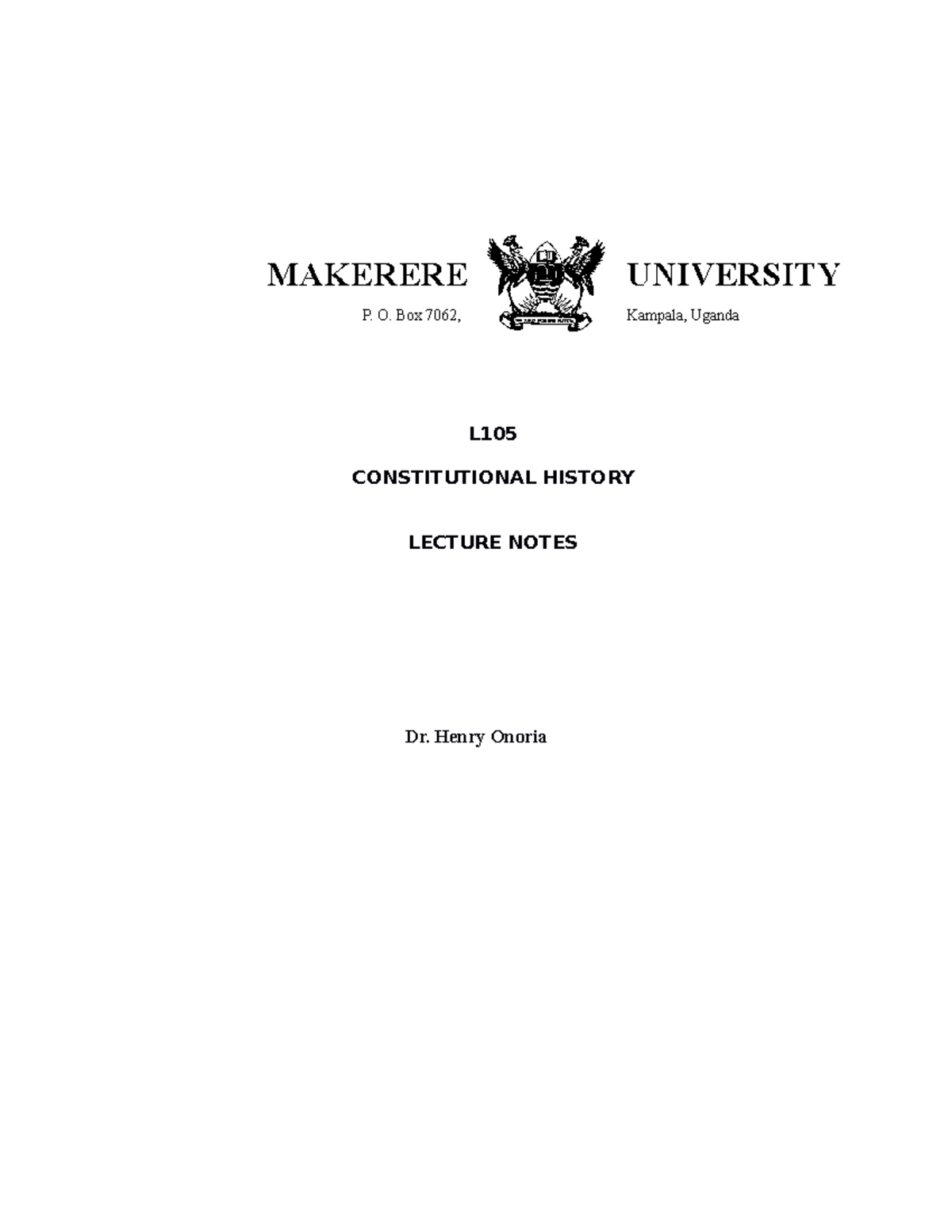 Constitutional history notes (Onoria) - L CONSTITUTIONAL HISTORY ...