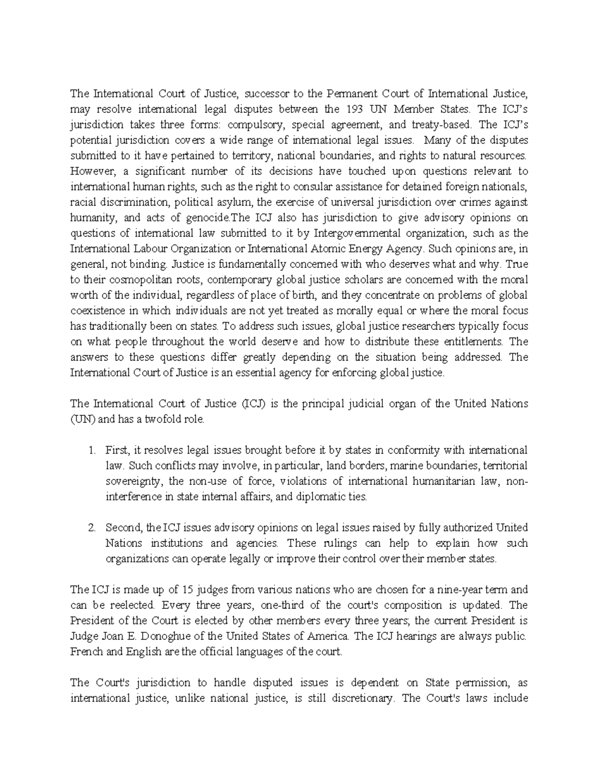 Icj - international court of justice - The International Court of ...