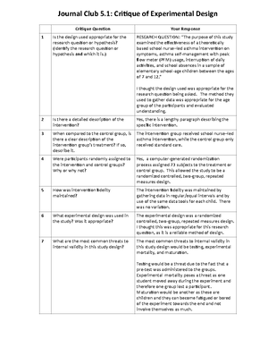 JC2 - journal club - Journal Club 2: Cri0cal Appraisal of a Research ...