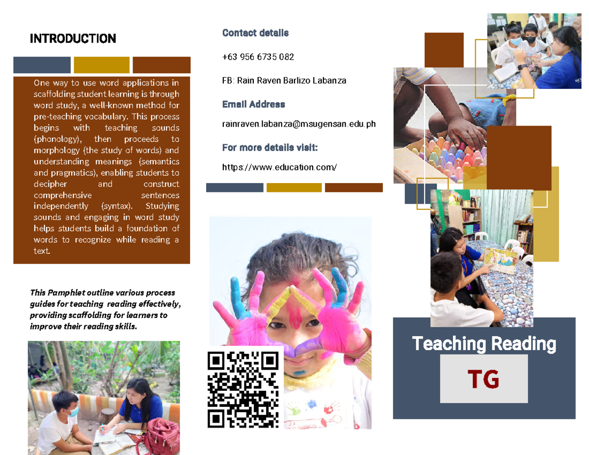 Teaching Reading Pamphlet (2 pieces) - INTRODUCTION One way to use word ...