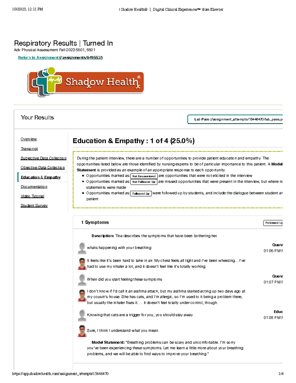 Respiratory Education and Empathy - Respiratory Results | Turned In Adv ...