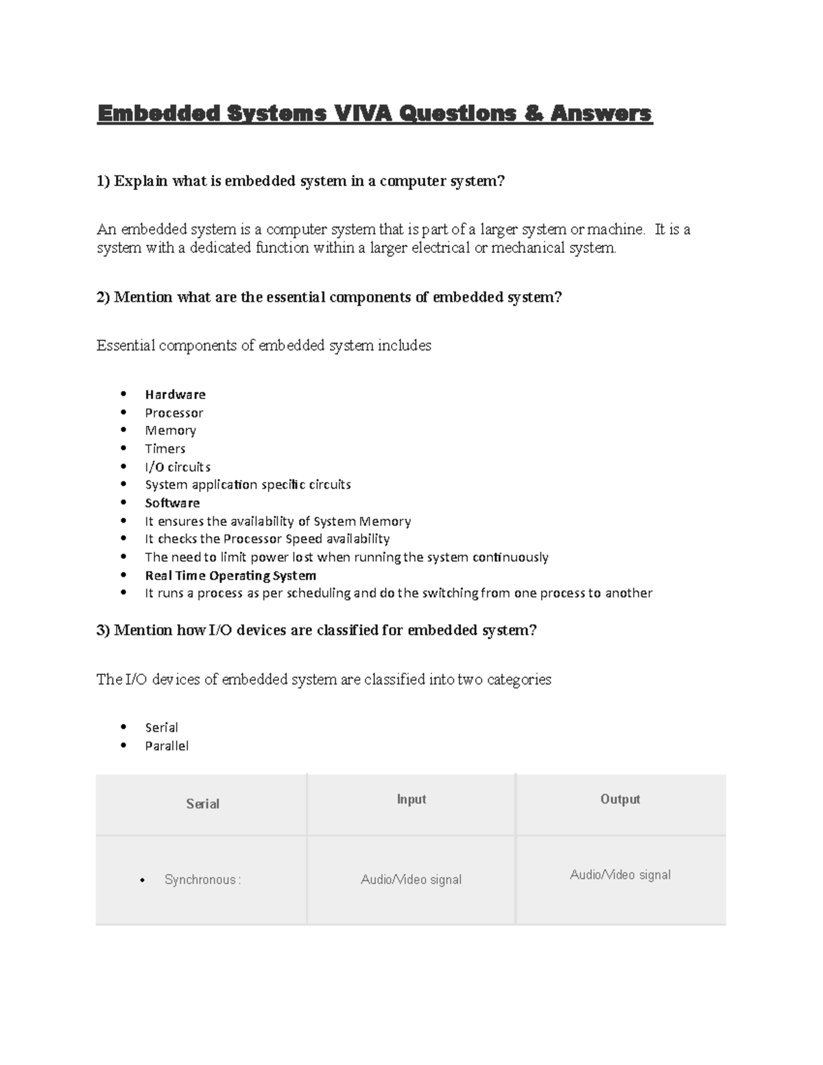 Embedded system viva - Embedded Systems VIVA Questions Answers 1 ...