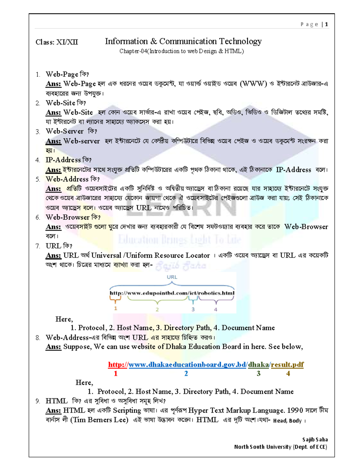 ICT-4th Chapter - Sajib Saha Class: XI/XII Information & Communication ...
