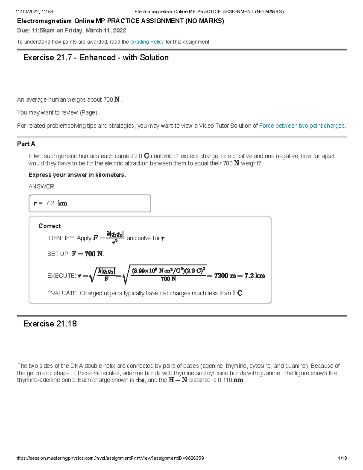 Electromagnetism Online MP Practice Assignment - Electromagnetism Online MP PRACTICE ASSIGNMENT ...