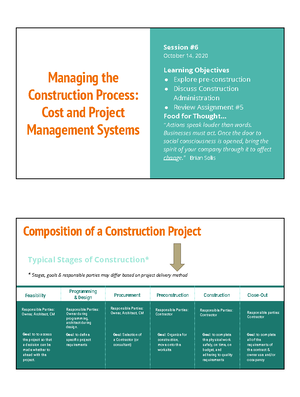 Session 5 - Lecture notes 5 - Managing the Construction Process: Cost ...