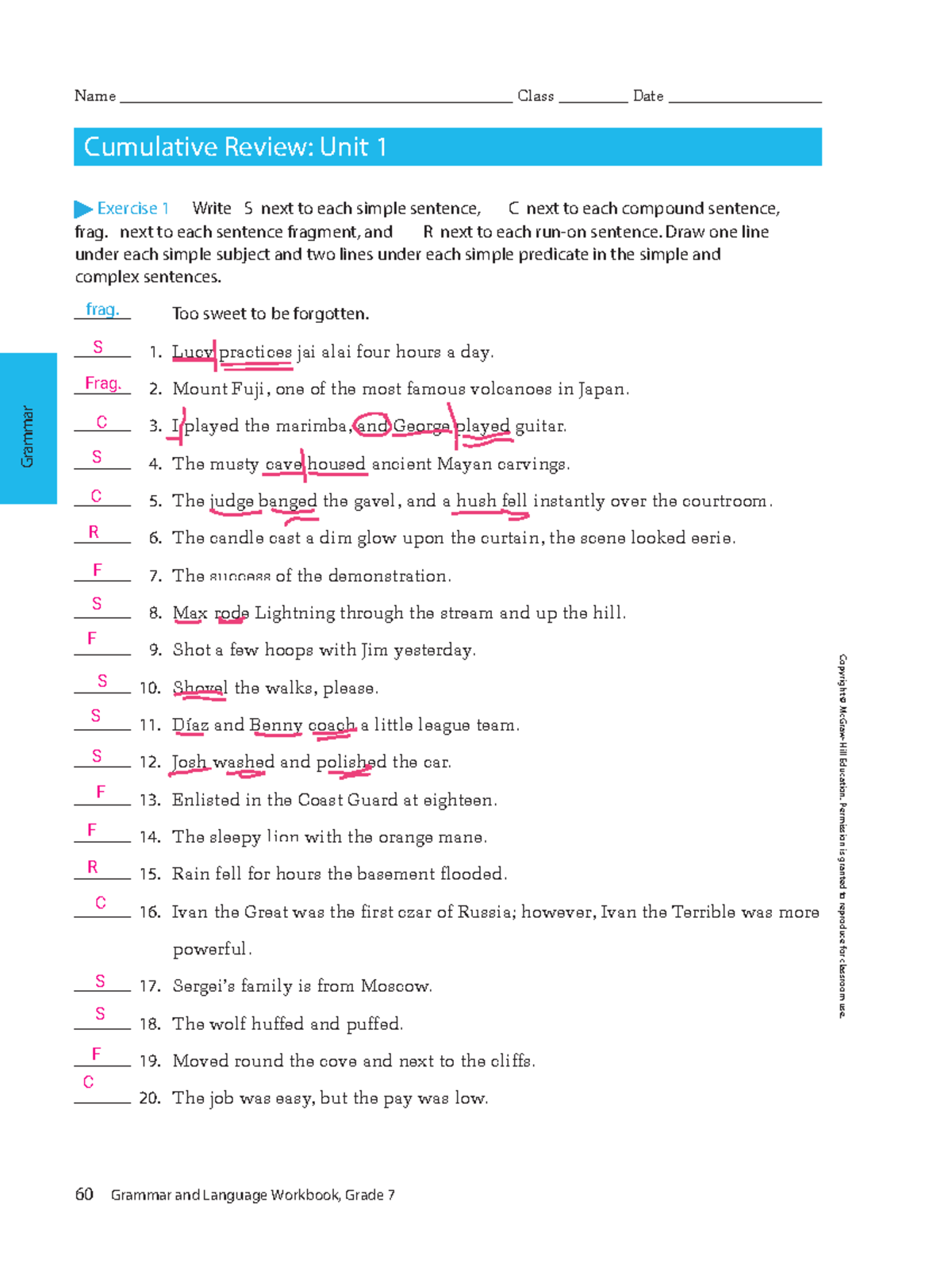 Aaliyah Abrams - UNIT 1 Sentences - Review - Cumulative Review: Unit 1 ...