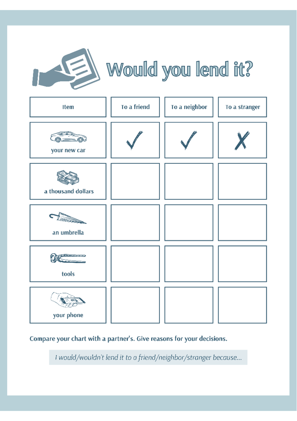 Blue White Conditional Borrow and Lend Worksheet - Oficina De Ensino De ...