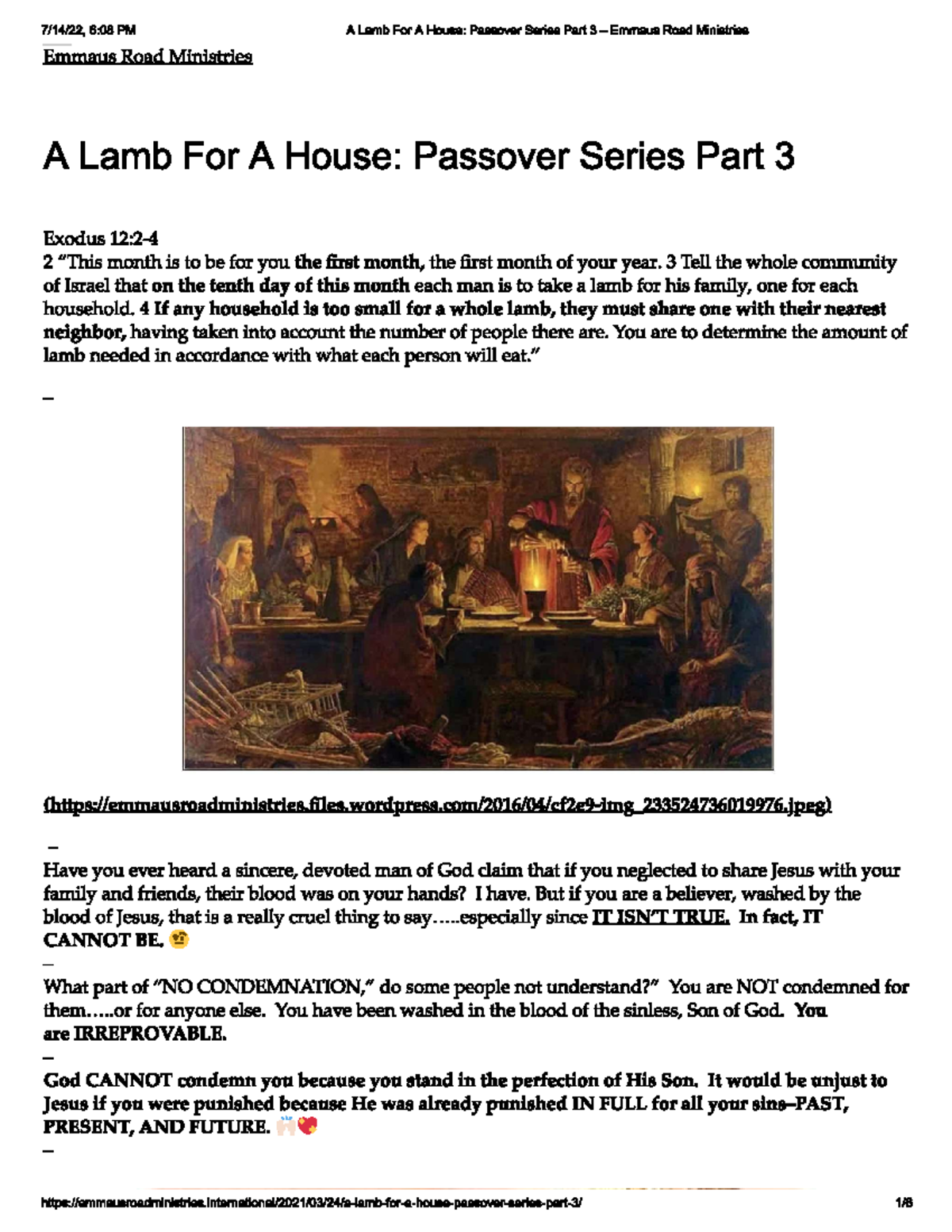 A Lamb For A House- Passover Series Part 3 - Business law - Studocu