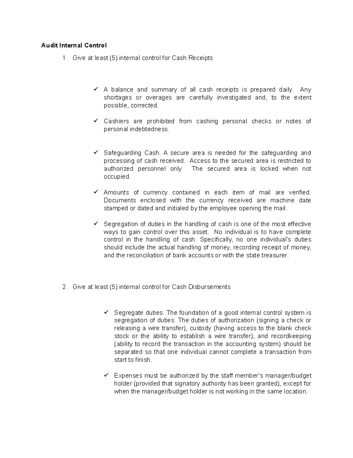 Assignment Audit Internal Control - Audit Internal Control Give at ...