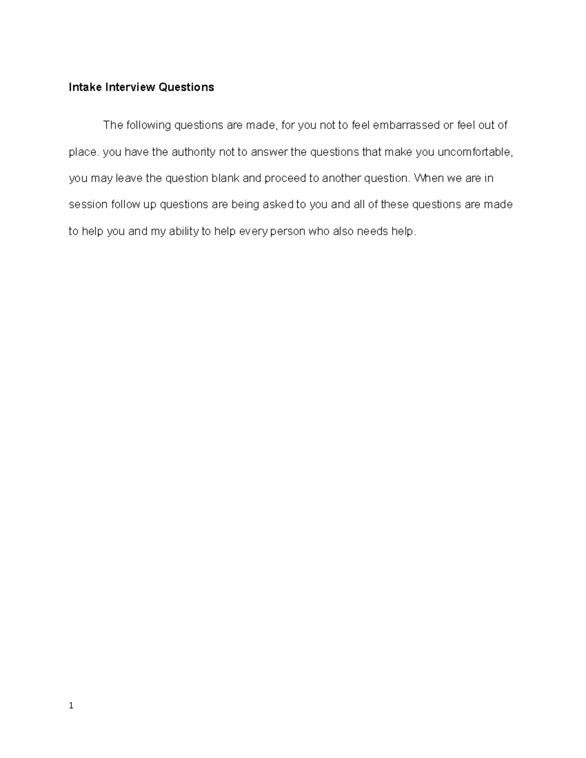 8-12-21 - abpsych - Intake Interview Questions The following questions ...