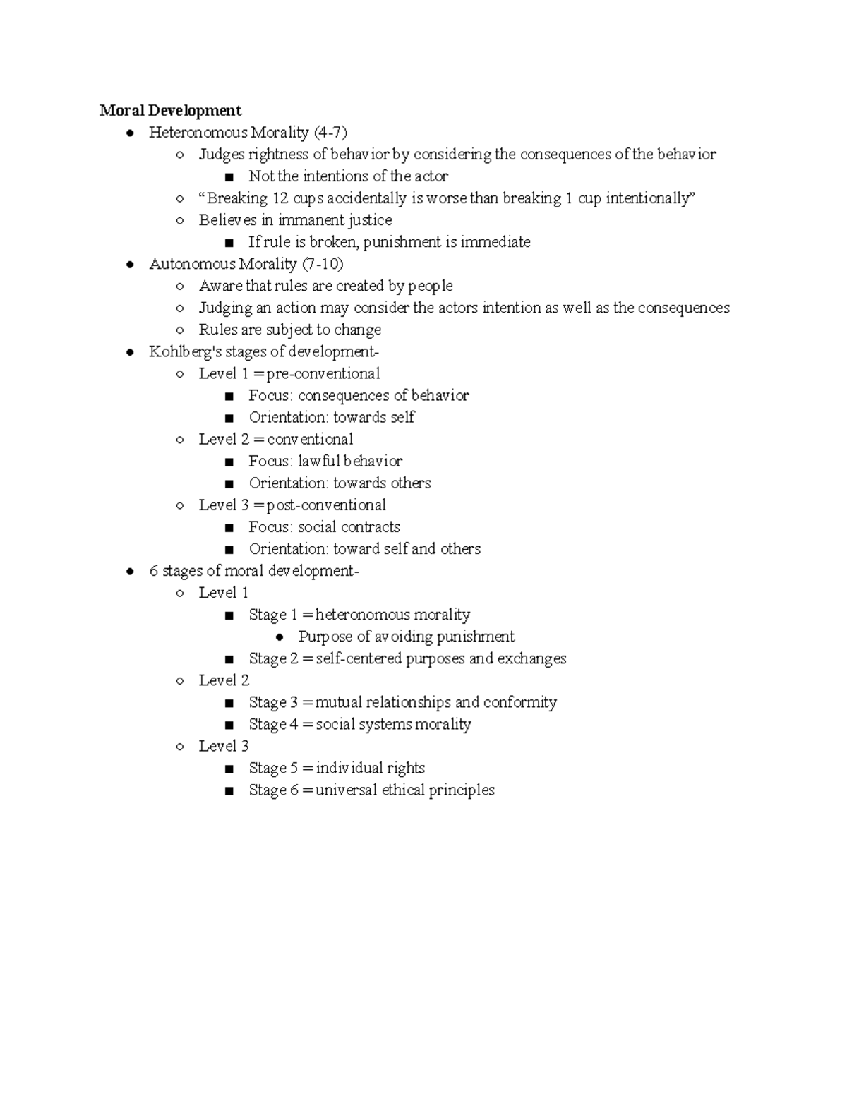 Quiz 6 - anon - Moral Development Heteronomous Morality (4-7) Judges ...