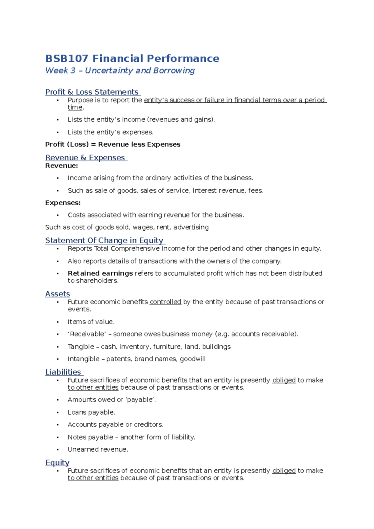 W3 Financial Statement Introductions - BSB107 Financial Performance ...