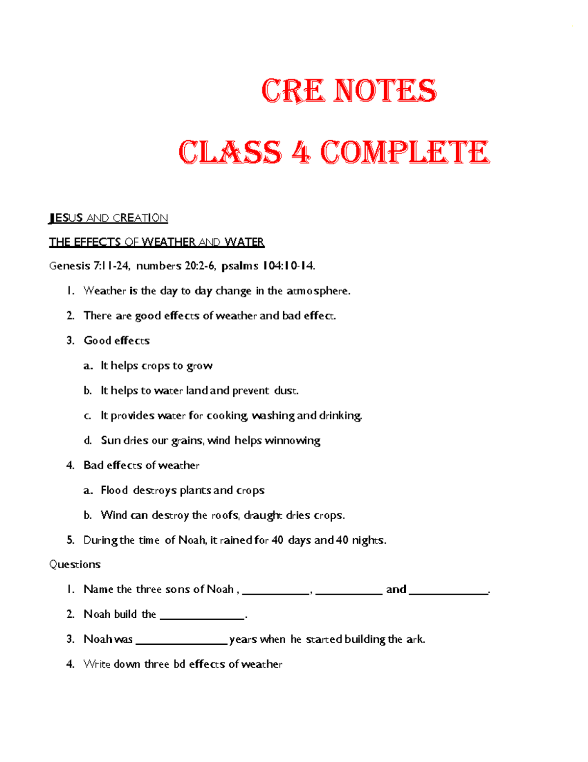 Grade 4 CRE Notes Complete Teacher - CRE NOTES CLASS 4 COMPLETE JE SU S ...