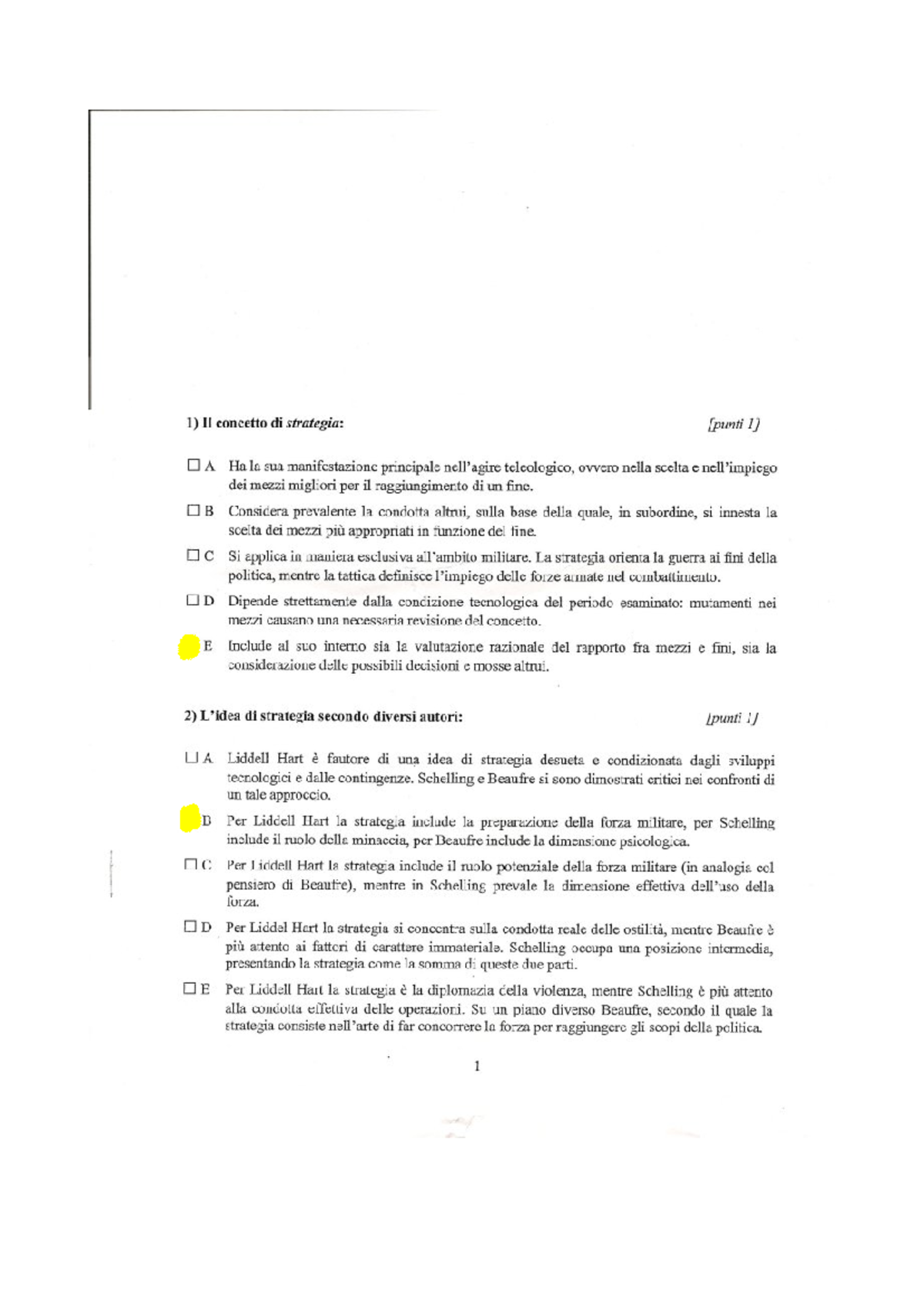 Doc11 - Fac simile esame - Studi Strategici - Studocu