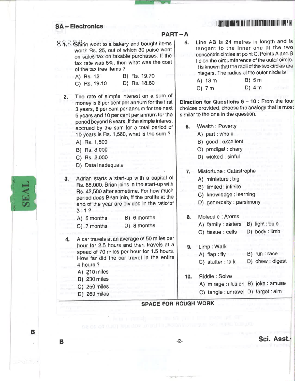 SA- Elec15102017 - Nielit stqc question paper for preparation ...