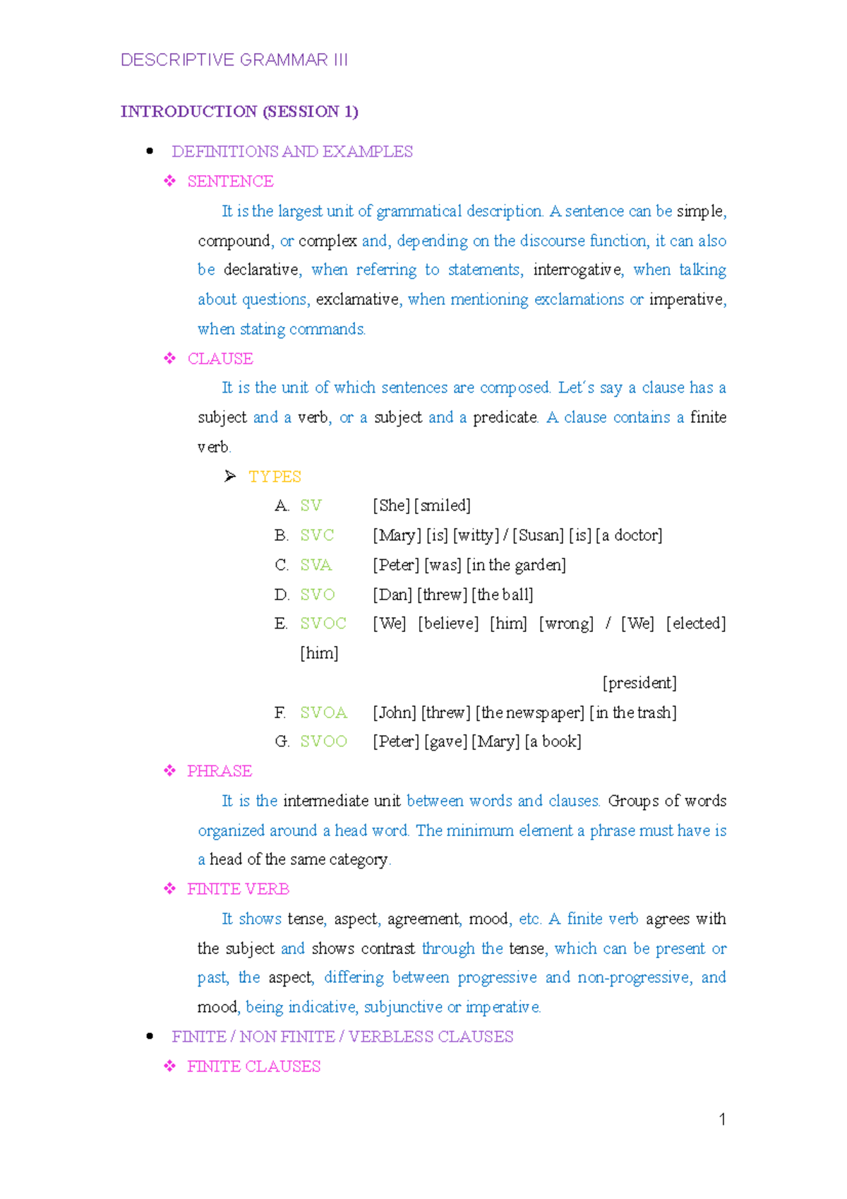 Apuntes Gramática Descriptiva III - INTRODUCTION (SESSION 1 ...