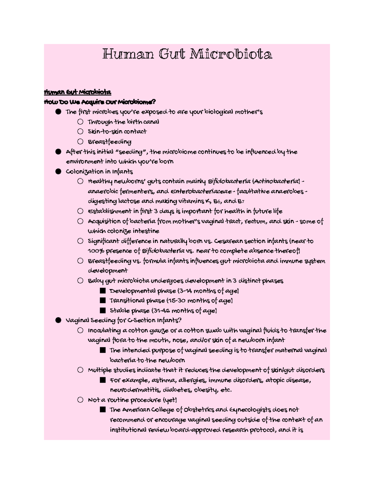 Human Gut Microbiota - Class Lecture Notes - Human Gut Microbiota Human ...