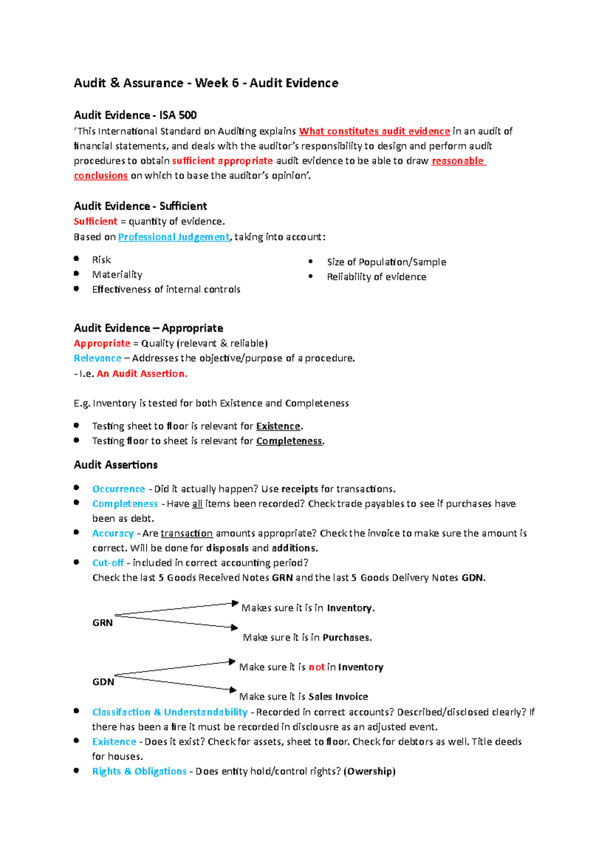 Audit - Gathering Evidence - Audit & Assurance - Week 6 - Audit ...