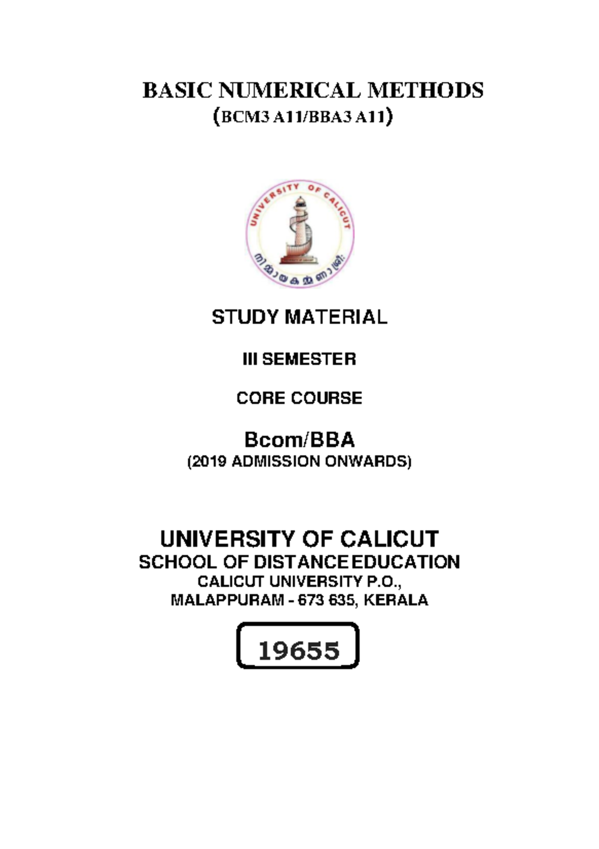 BCM3A11 BBA3A11 Basic Numerical Methods - BASIC NUMERICAL METHODS (BCM3 A11/BBA3 A11) STUDY ...