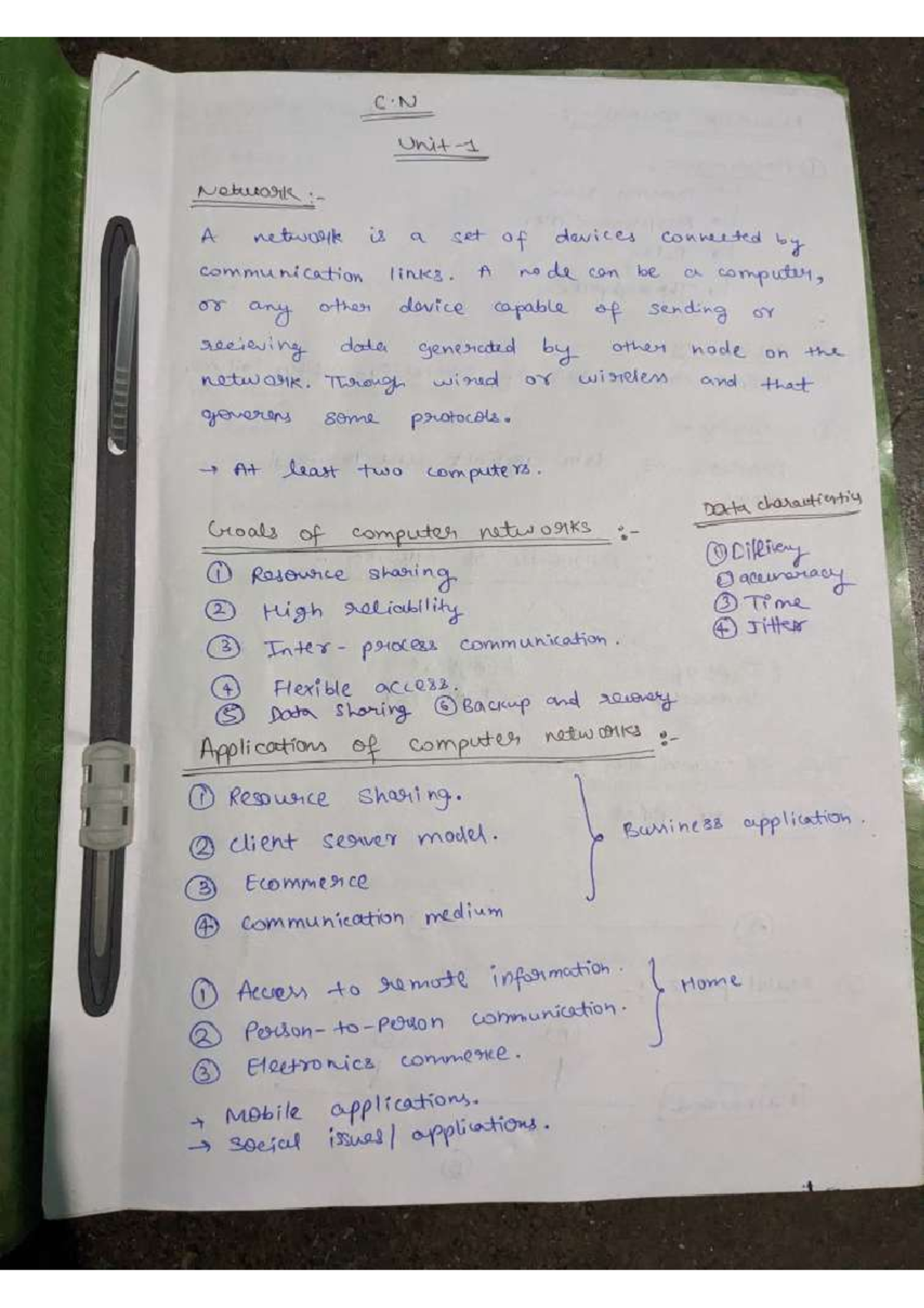 Cn unit 1 - B.tech - Studocu