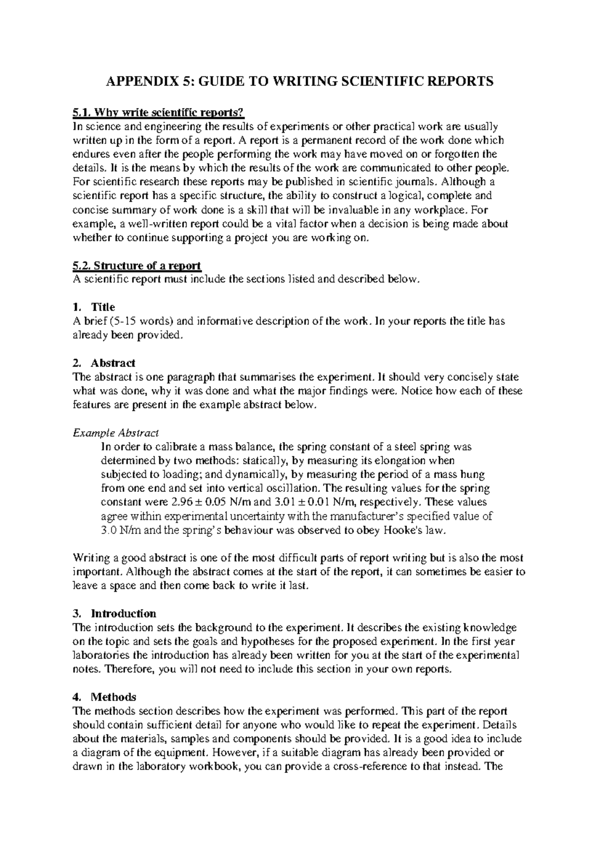 Appendix 5 - how to write a report - APPENDIX 5: GUIDE TO WRITING ...