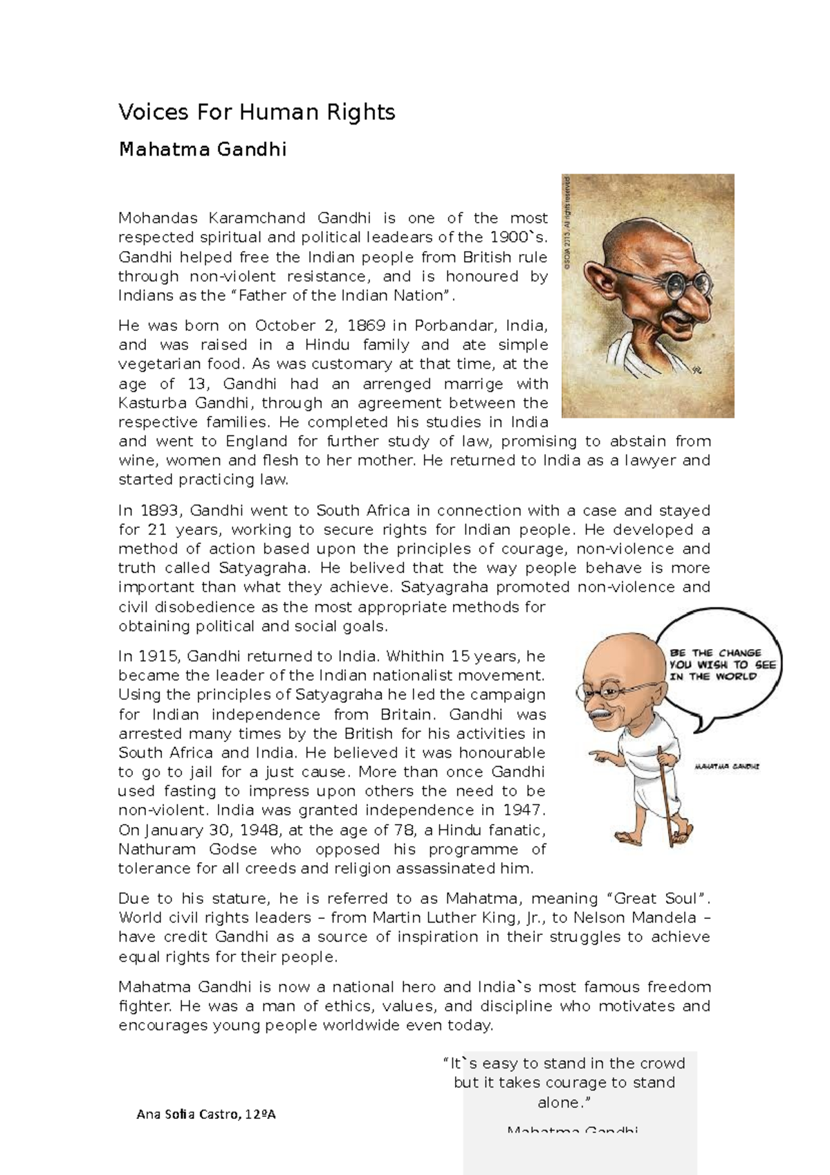 Mahatma Gandhi - Famous Activists. Apresentação de Gaudí. - Voices For ...