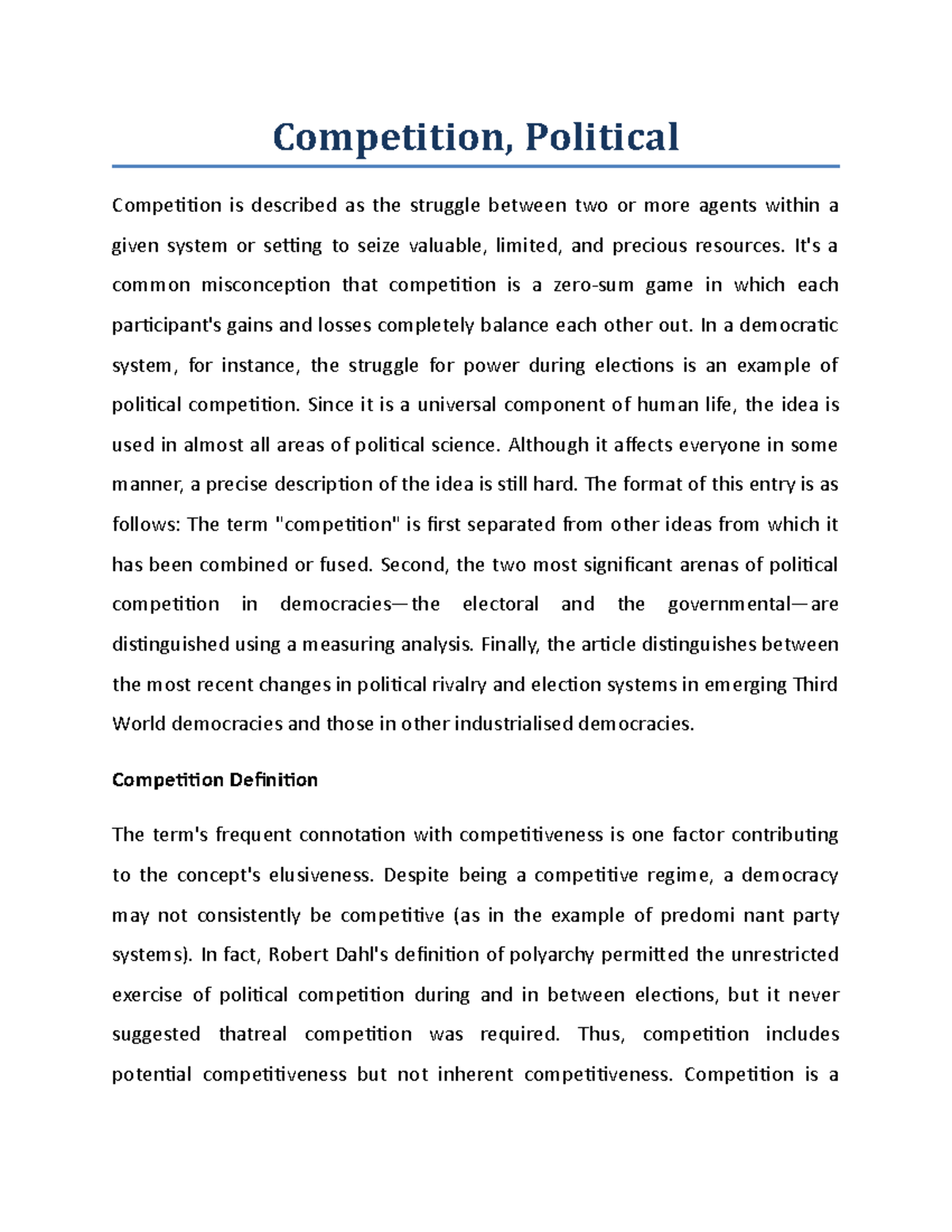 Competition, Political - Competition, Political Competition is ...