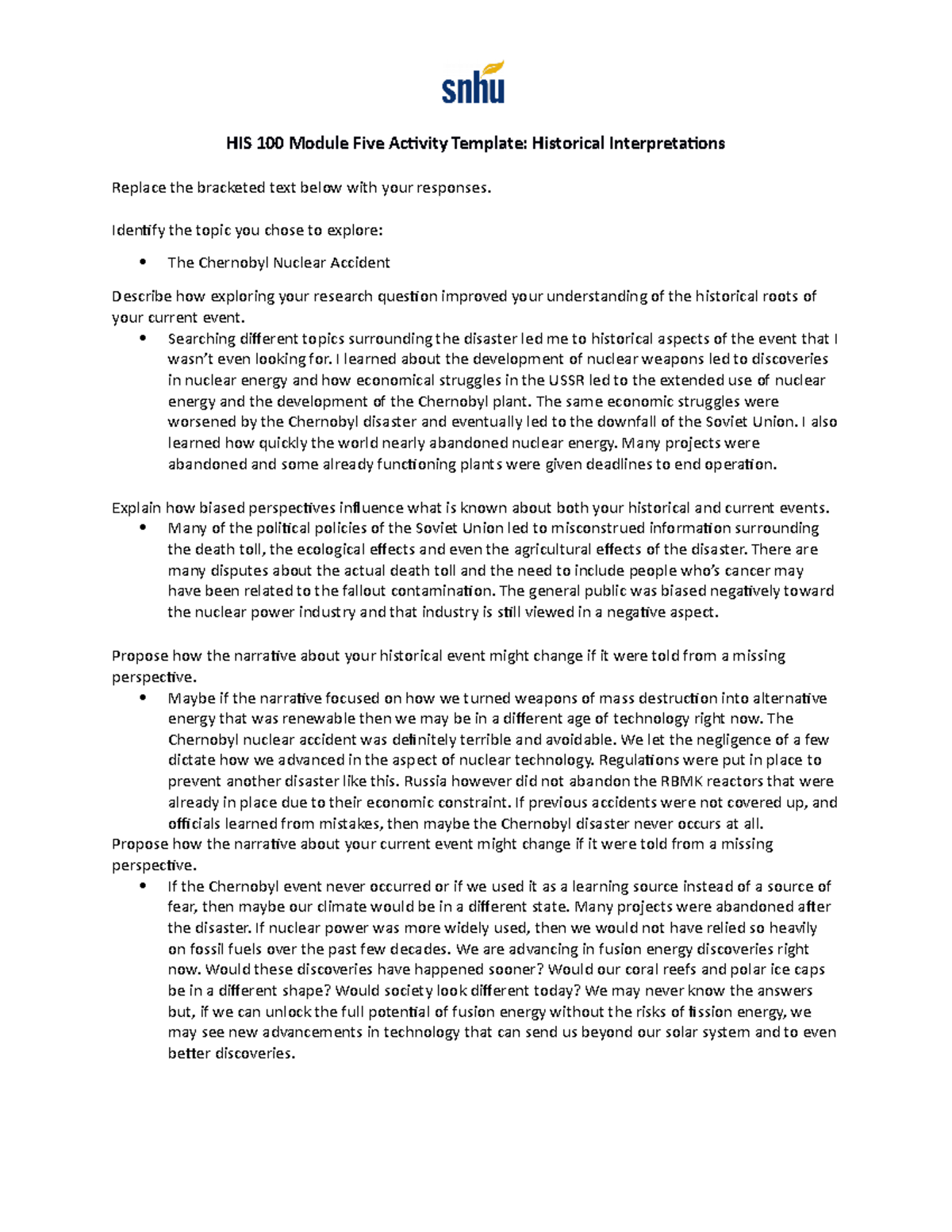 Module Five Activity (BG) - HIS 100 Module Five Activity Template ...