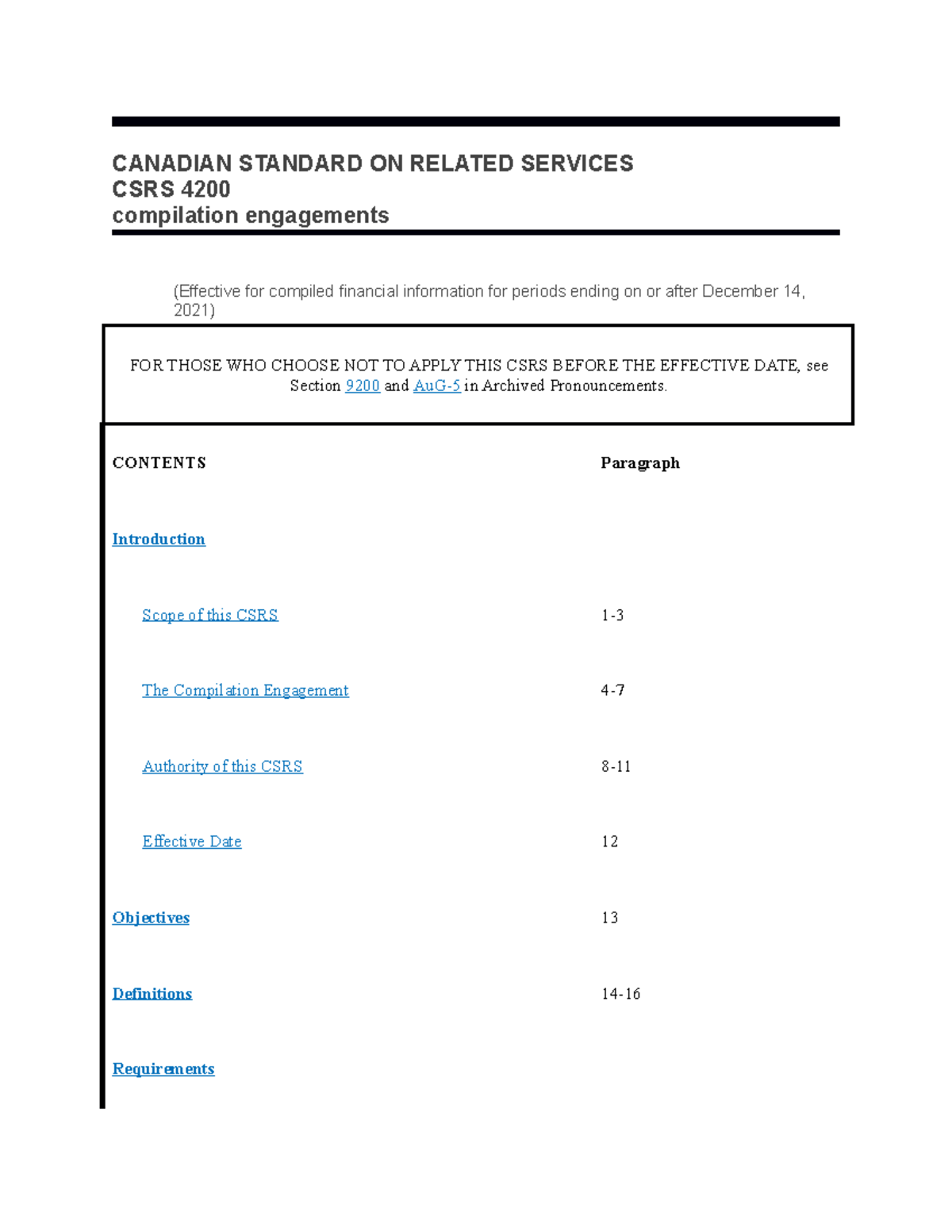Handout - CSRS 4200 Notice to Readers - CANADIAN STANDARD ON RELATED ...