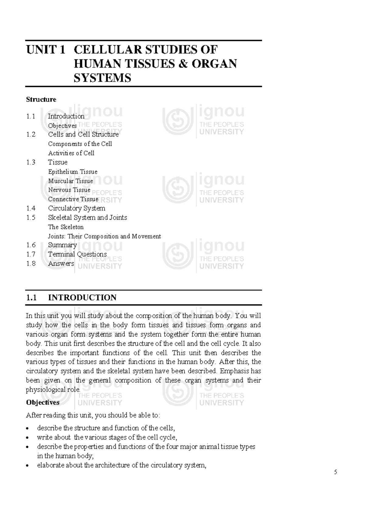 Unit-1 Cellular Studies Of Human Tissues & Organ Systems - Cellular ...