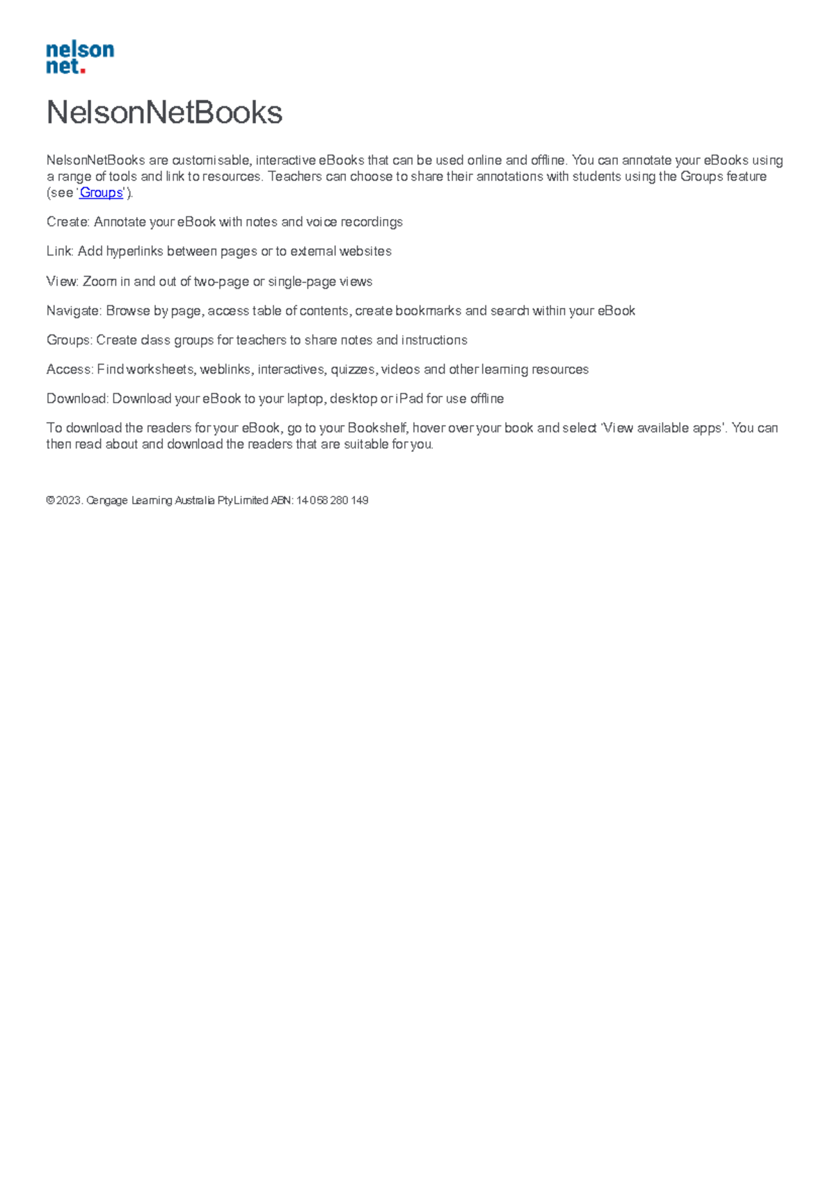 Nelson Net Books - Notes - NelsonNetBooks NelsonNetBooks are ...