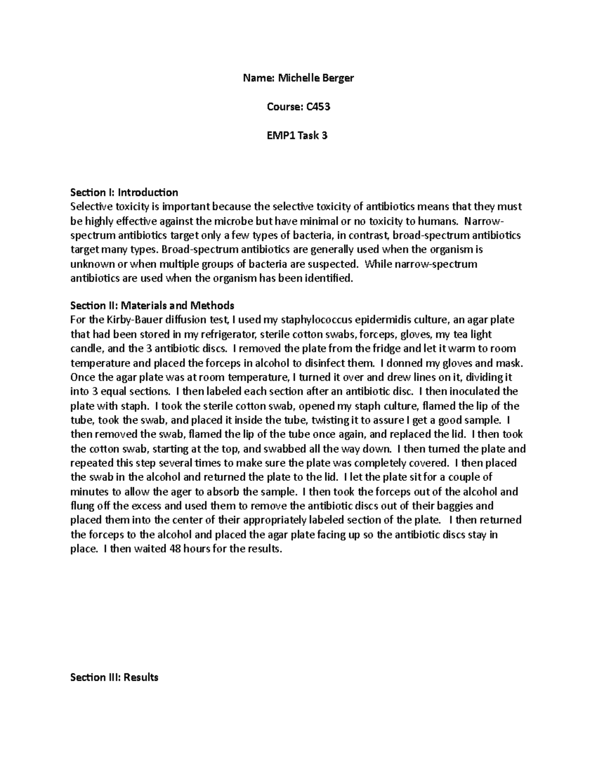 EMP1 Task 3 Lab - task 3 - Name: Michelle Berger Course: C EMP1 Task 3 ...