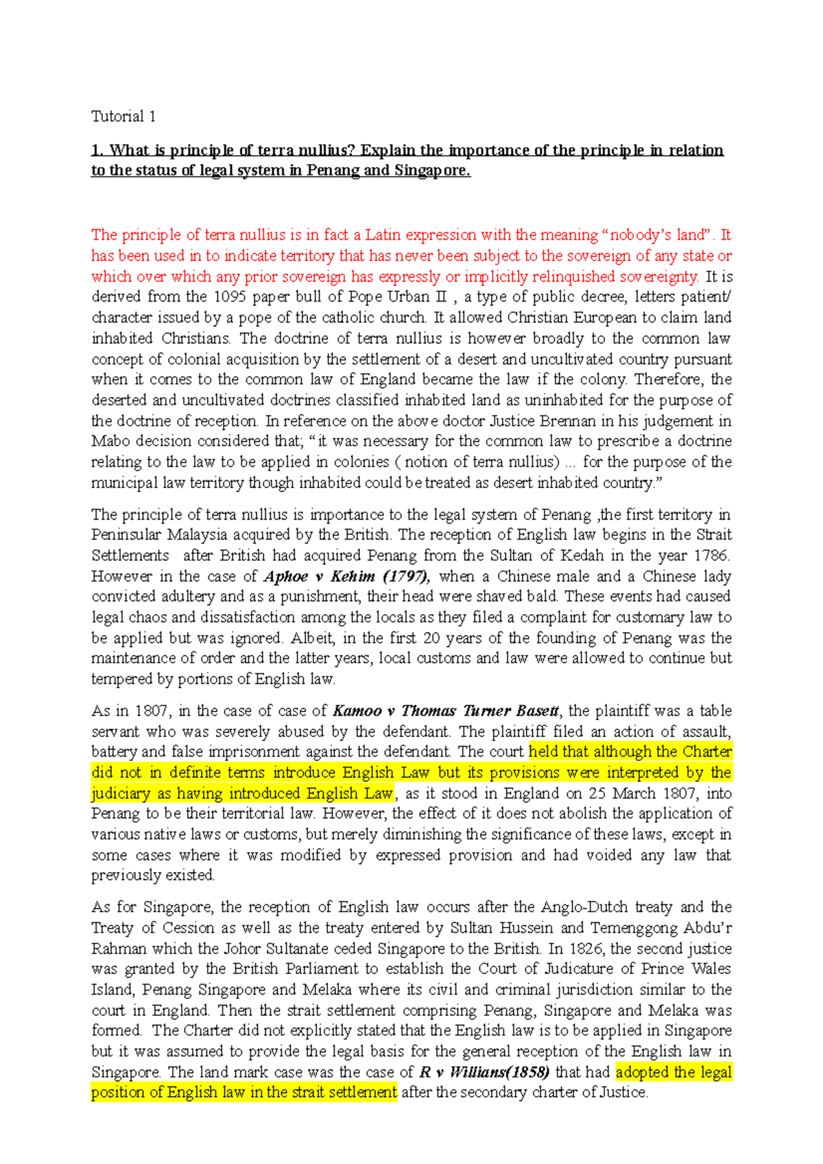 Tutorial 1 - Grade: A - Tutorial 1 1. What is principle of terra ...
