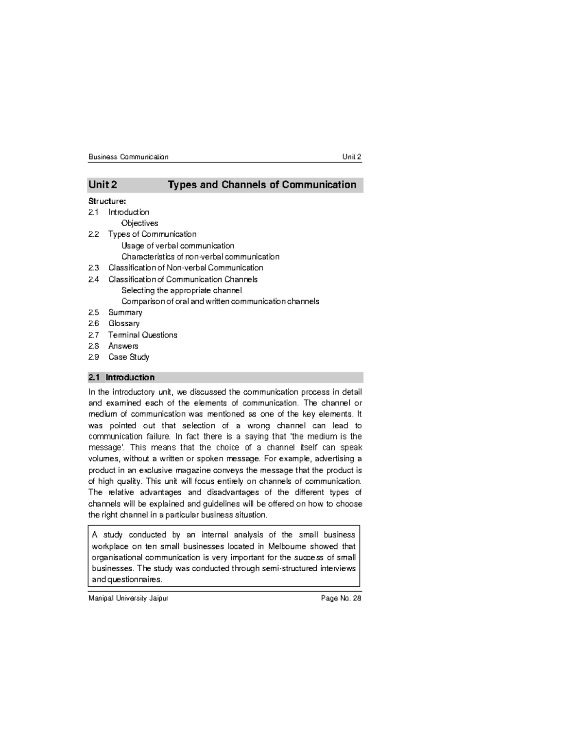 Unit 2 - Types and Channels of Communication - Structure: 2 ...